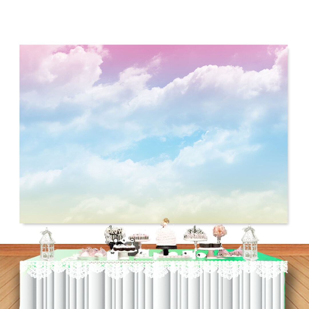 Colorful Sky White Clouds Photo Backdrop Kids 1st Birthday - Etsy