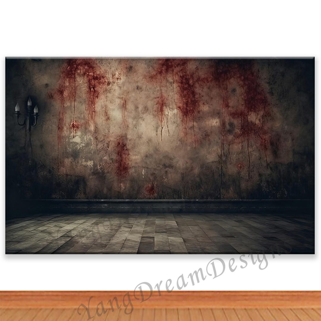 Halloween Photo Backdrop: Red Blood Graffiti Wall Wood Texture - Etsy