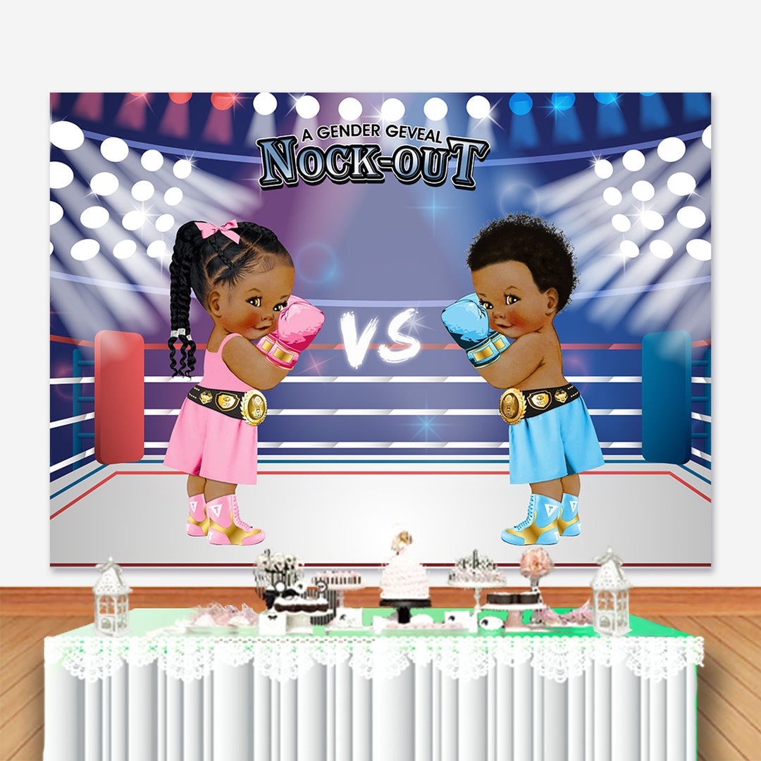 Boxing Gender Reveal Backdrop Pink or Blue Photography - Etsy