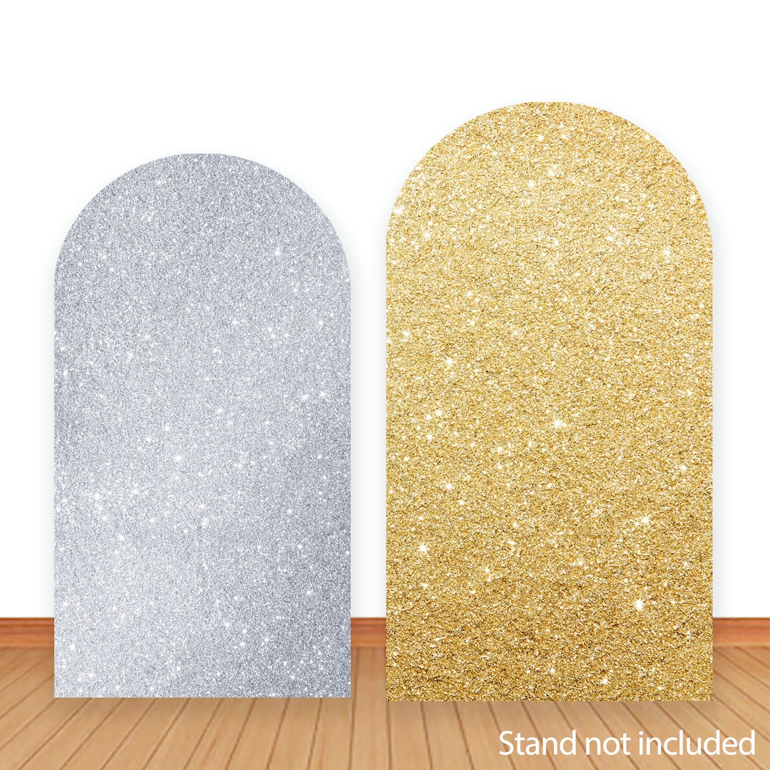 Gold Silver Arch Cover Photo Backdrop Double-sided Printed Shimmer ...