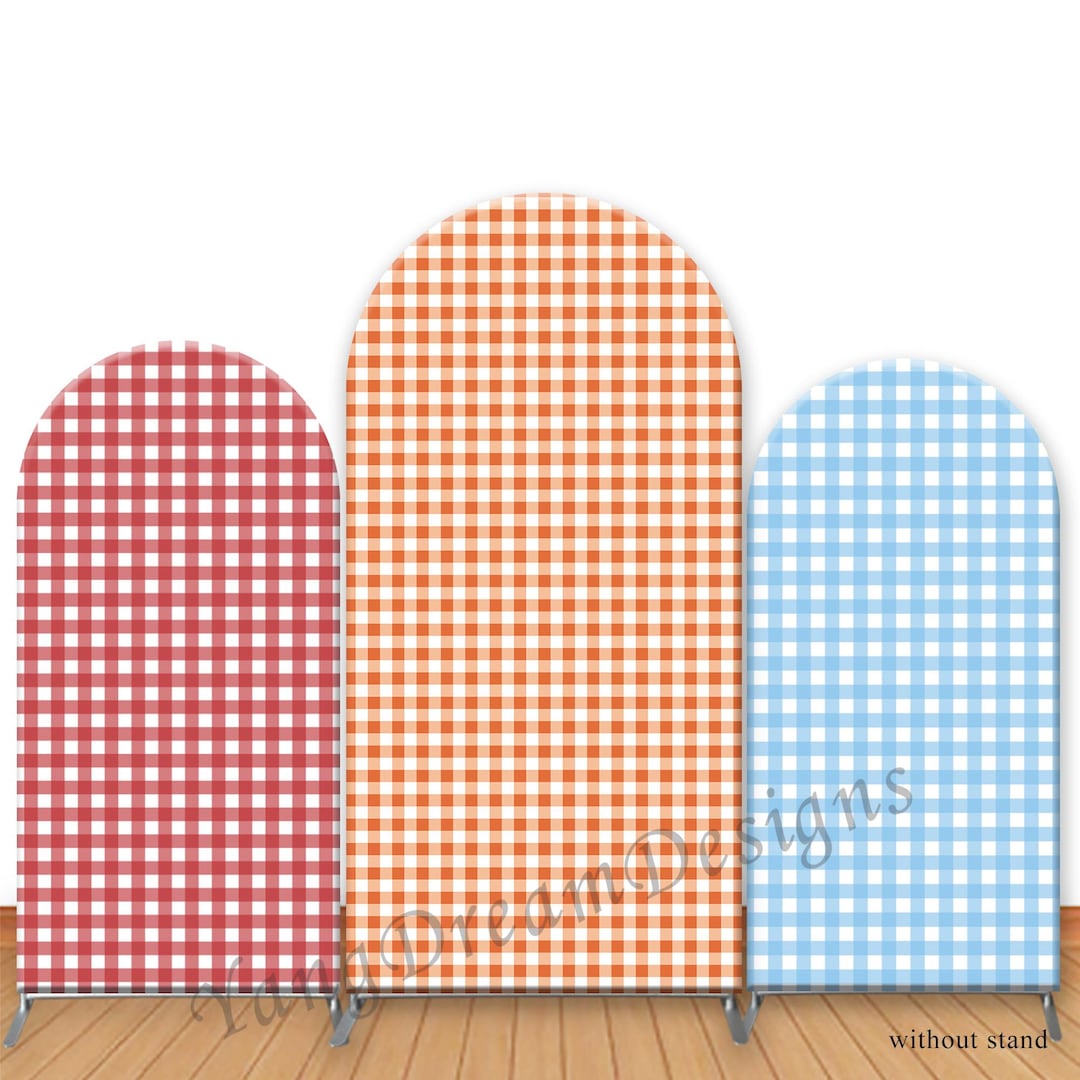 Gingham Photo Backdrop Arch Cover: Plaid Photography Background, Custom ...