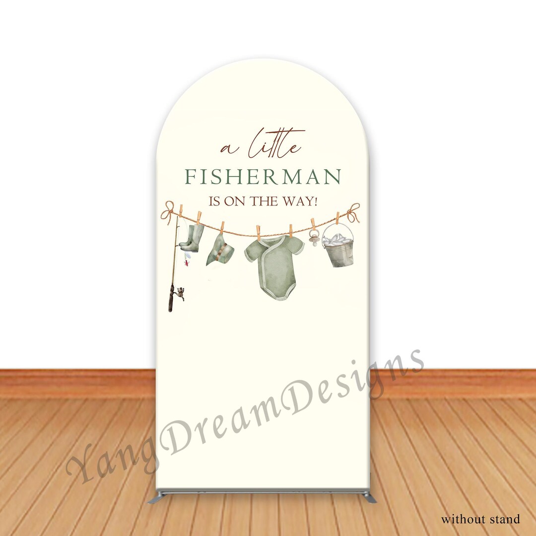 Fishing Baby Shower Photo Backdrop Arch Cover: A Little Fisherman is on ...