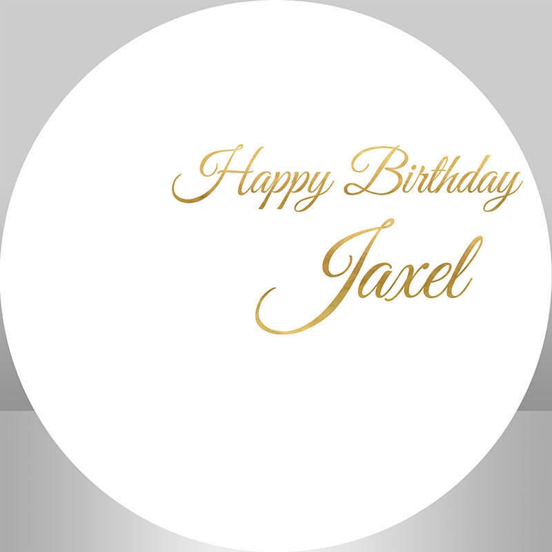Custom Name Gold Text White Round Backdrop Cover Baby Shower - Etsy