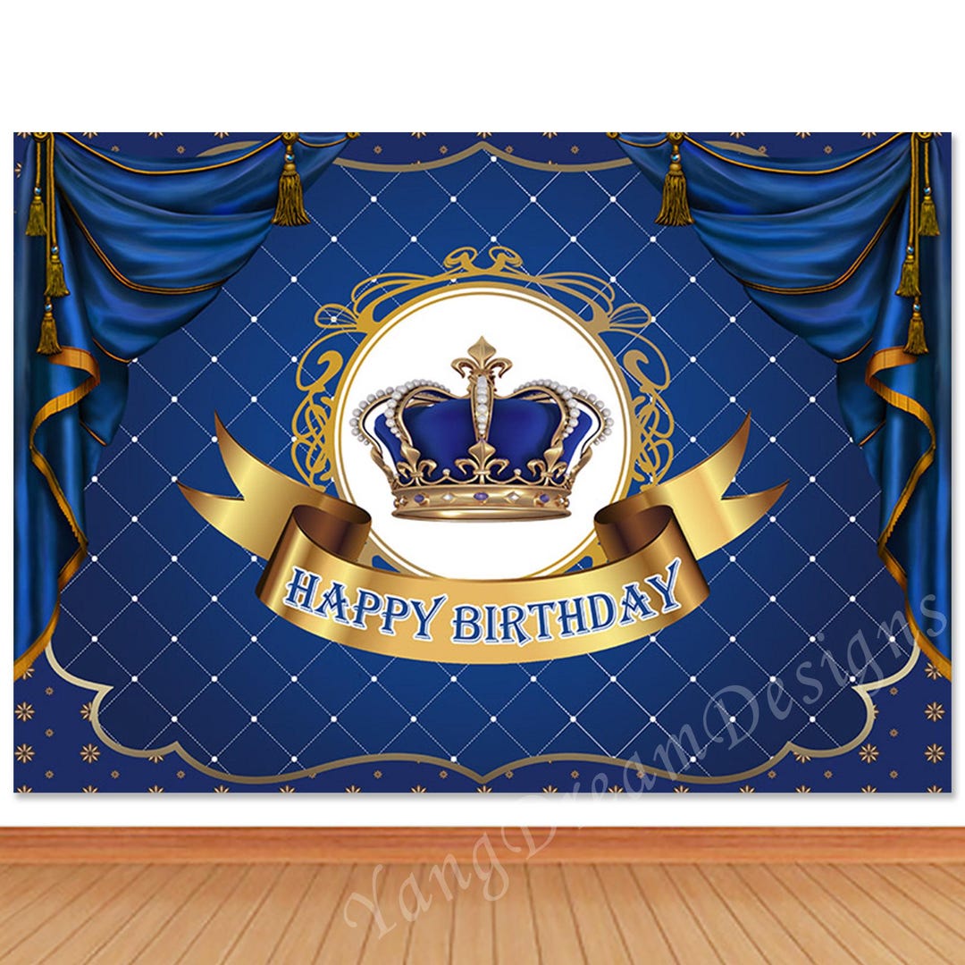Royal Blue Prince Photo Backdrop Boy Birthday Party Photography ...