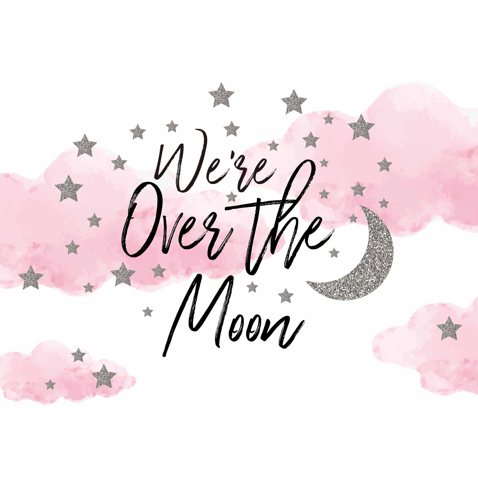 We're Over the Moon Baby Shower Photo Backdrop Twinkle - Etsy Canada