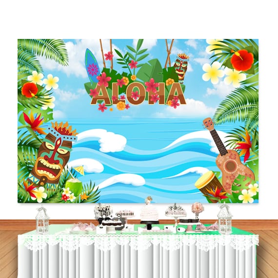 Hawaii Aloha Party Backdrop Summber Beach Tropical Leaves - Etsy