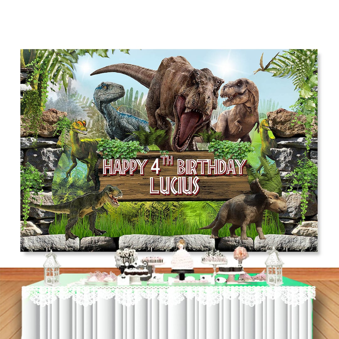 Jurassic World Dinosaur Birthday Backdrop: Jungle Animals Photo Prop - Etsy