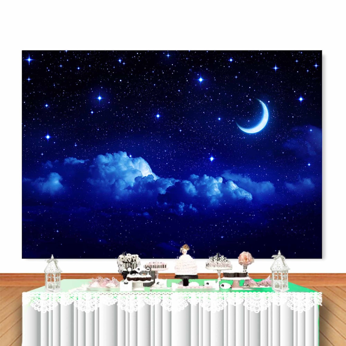 Blue Starry Sky Photo Backdrop Twinkle Stars Baby Shower - Etsy