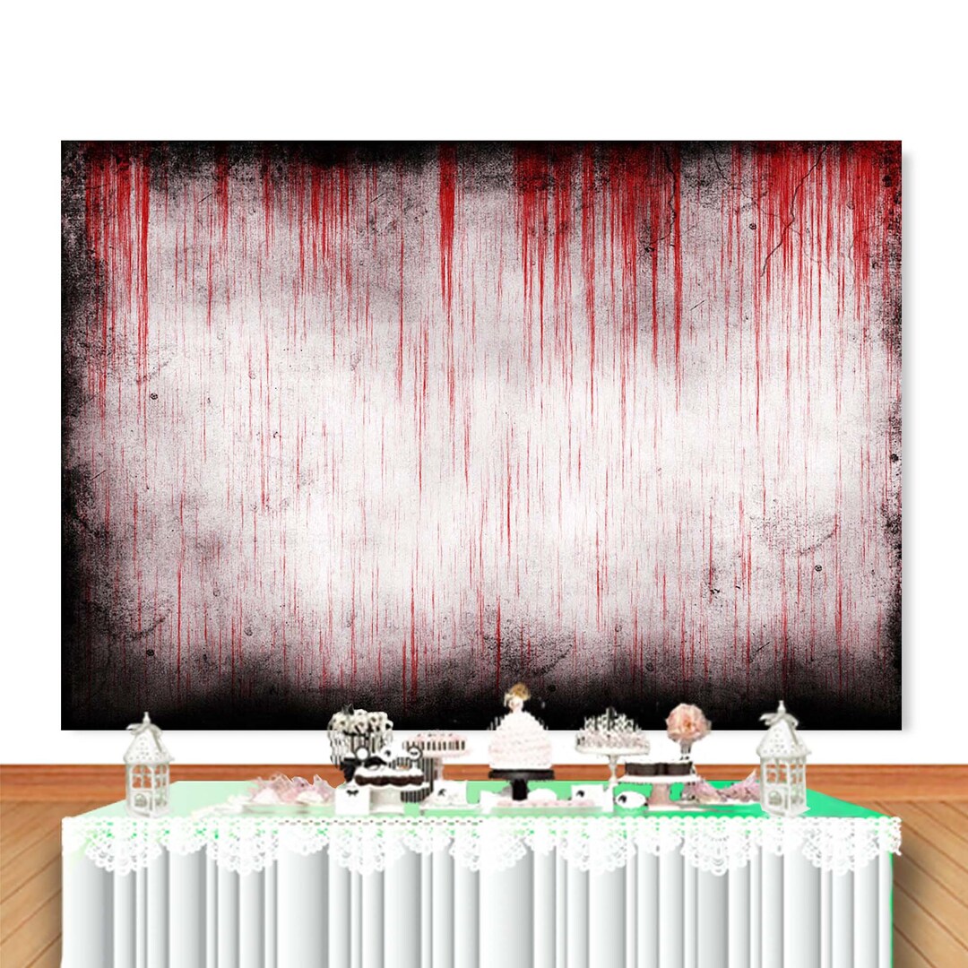 Bloody Gray Wall Photo Backdrop: Halloween Horror Night Photography - Etsy