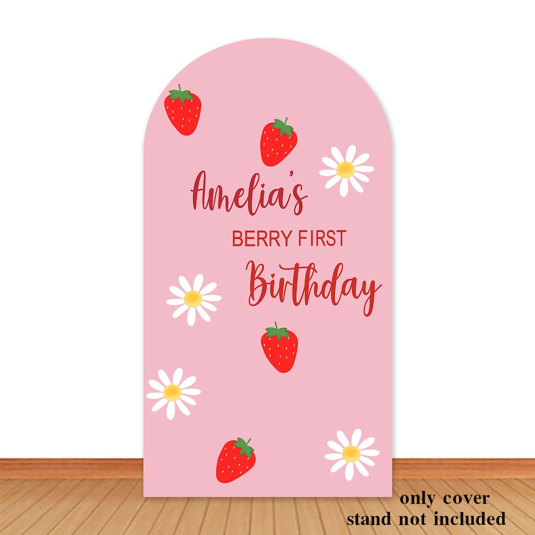 Strawberry First Birthday Arch Cover: Pink Photo Backdrop - Etsy