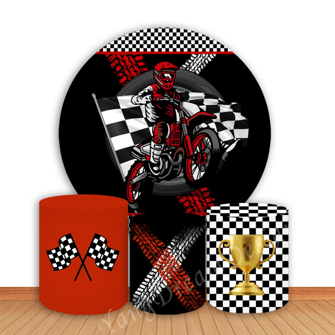 Motor Bike Photo Backdrop Motorcross Fabric Round and Cylinder Cover ...
