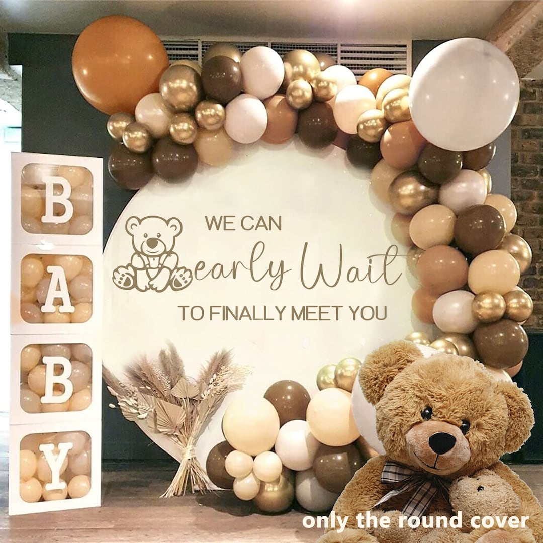 We Can Bearly Wait to Meet You Backdrop Cover Baby Shower Round Photo ...