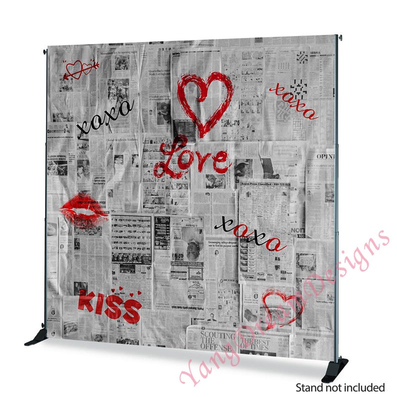 Valentine's Day Photo Backdrop: Newspaper Portrait Vinyl Polyester ...