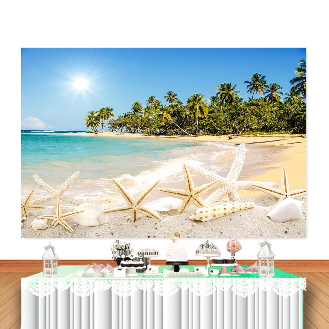 Caribbean Samana Beach Photo Backdrop Tropical Summer Palm Trees Sea ...