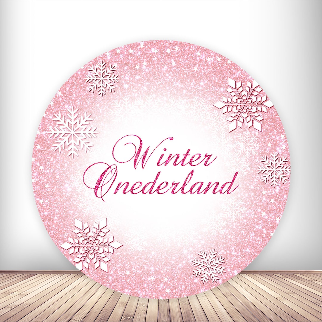 Pink Winter Onederland Round Photo Backdrop Cover Kids 1st Birthday ...