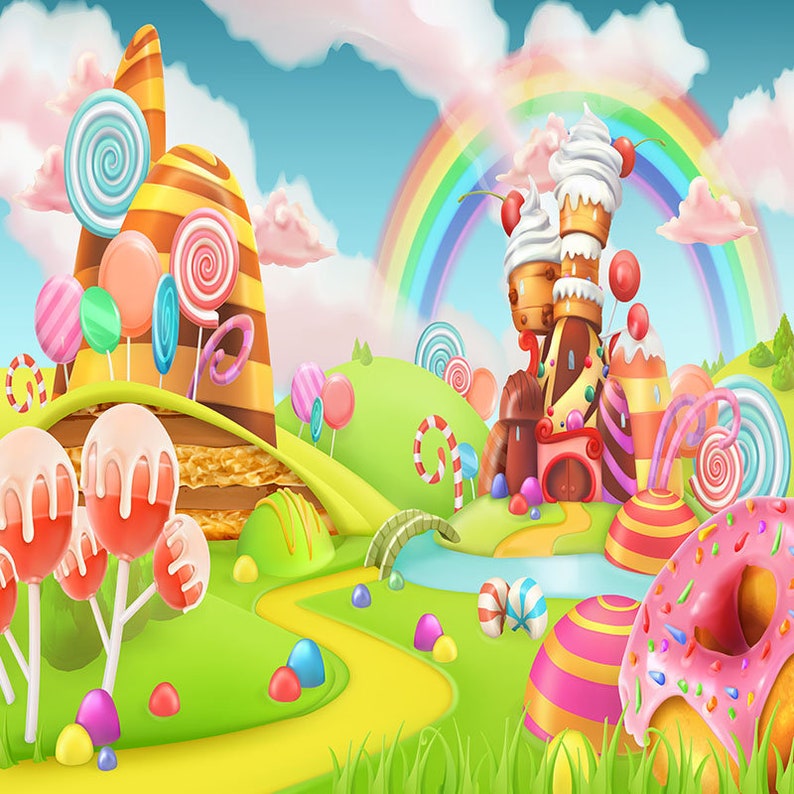 Candyland Photo Backdrop Birthday Party Candy Ice Cream Donut - Etsy