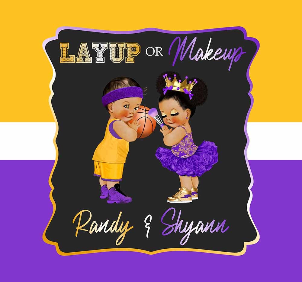 Layup or Makeup Gender Reveal Background Photo Backdrop Sport - Etsy