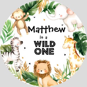 Wild One Woodland Round Backdrop Cover Jungle Animals Leaves Birthday ...