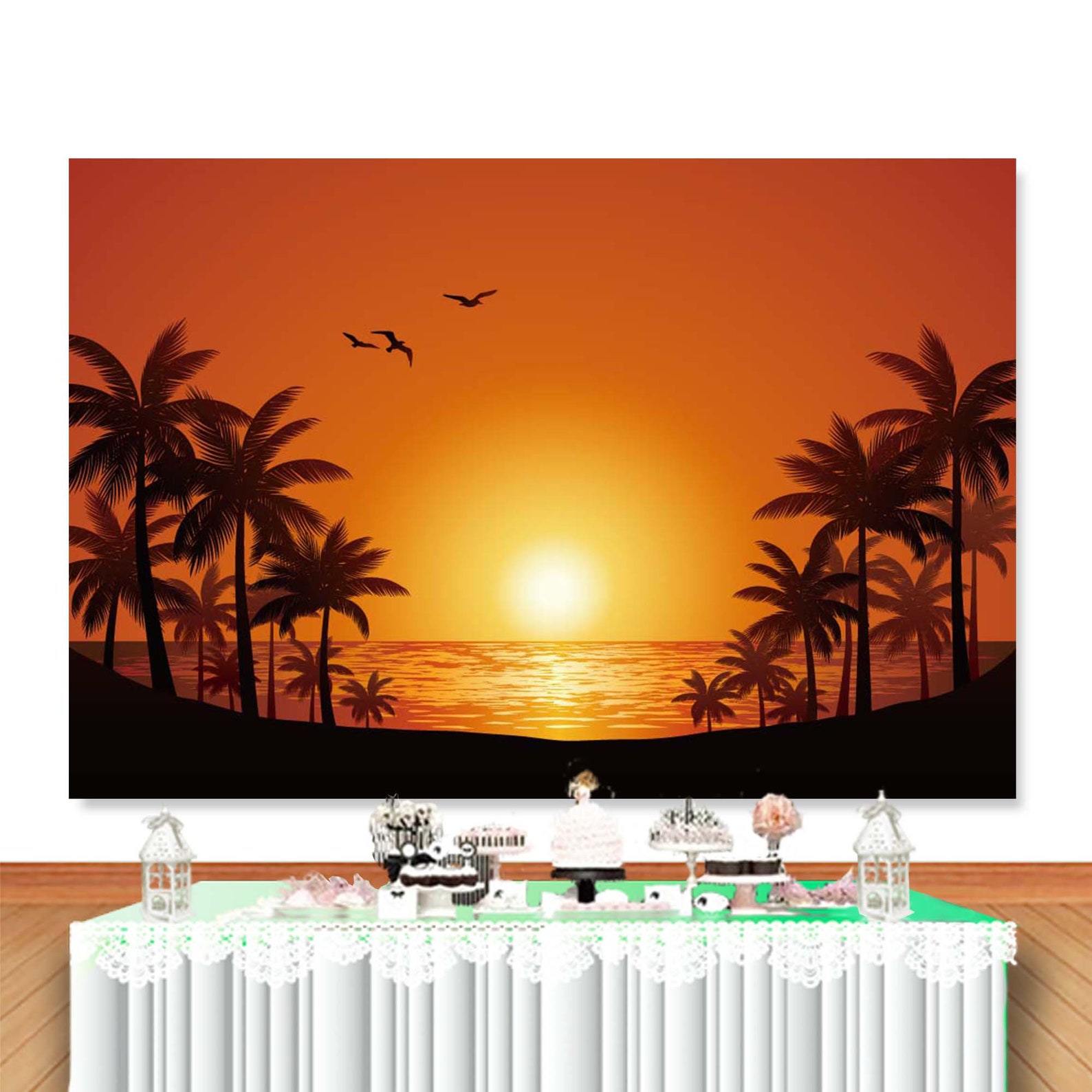 Hawaiian Sunset Palm Tree Photo Backdrop Wedding Bridal Shower - Etsy