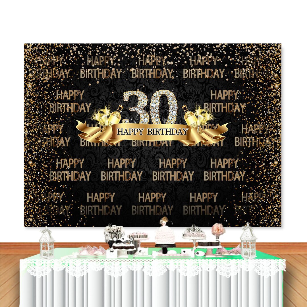 30th 40th Birthday Photo Backdrop Step and Repeat Silver and Gold ...
