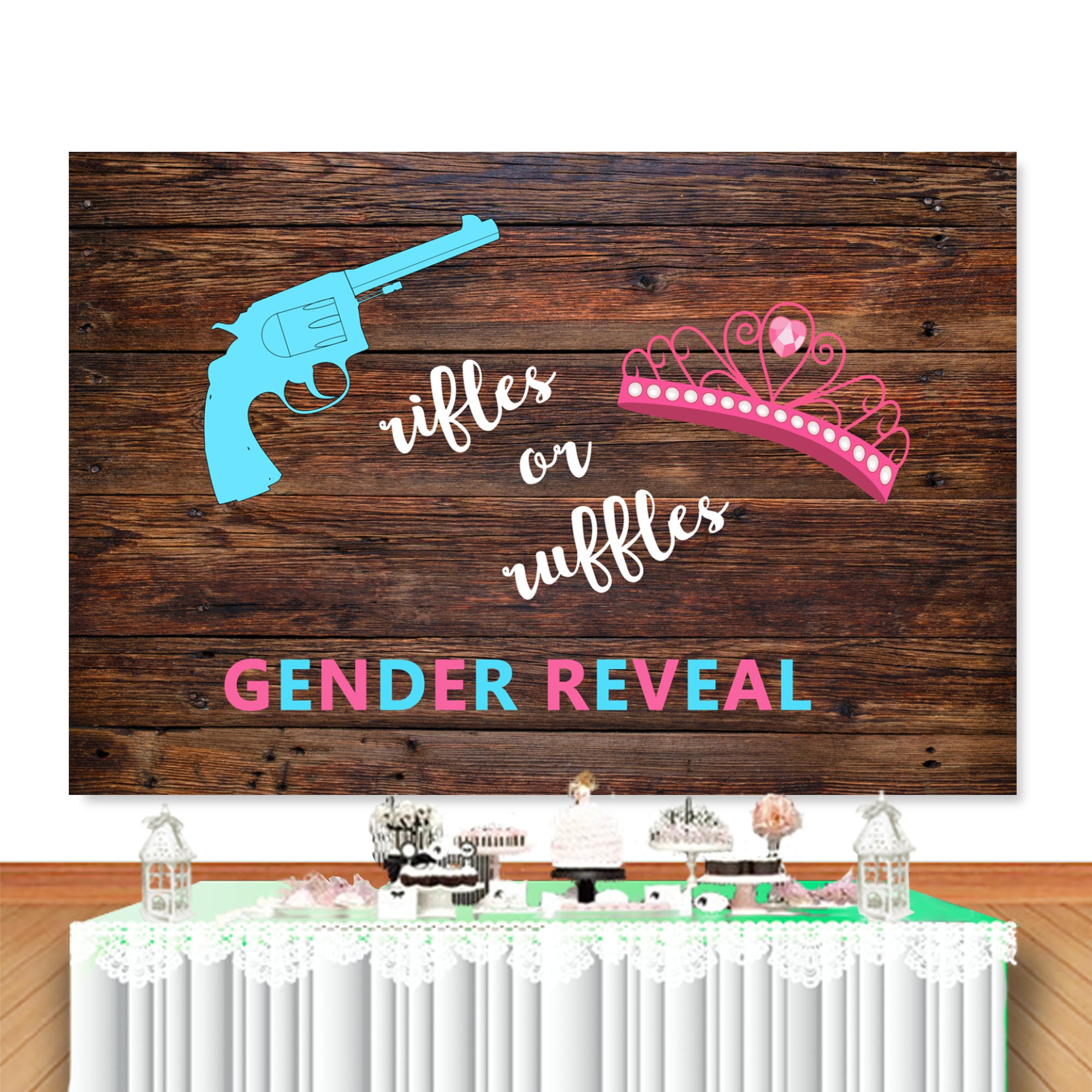 Brown Wood Wall Gender Reveal Photo Backdrop Baby Shower | Etsy