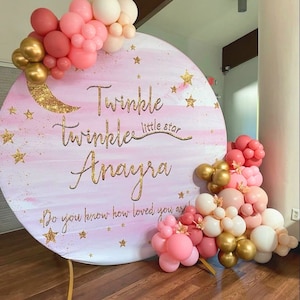 Twinkle Twinkle Little Star Round Photo Backdrop Kids Birthday Baby ...