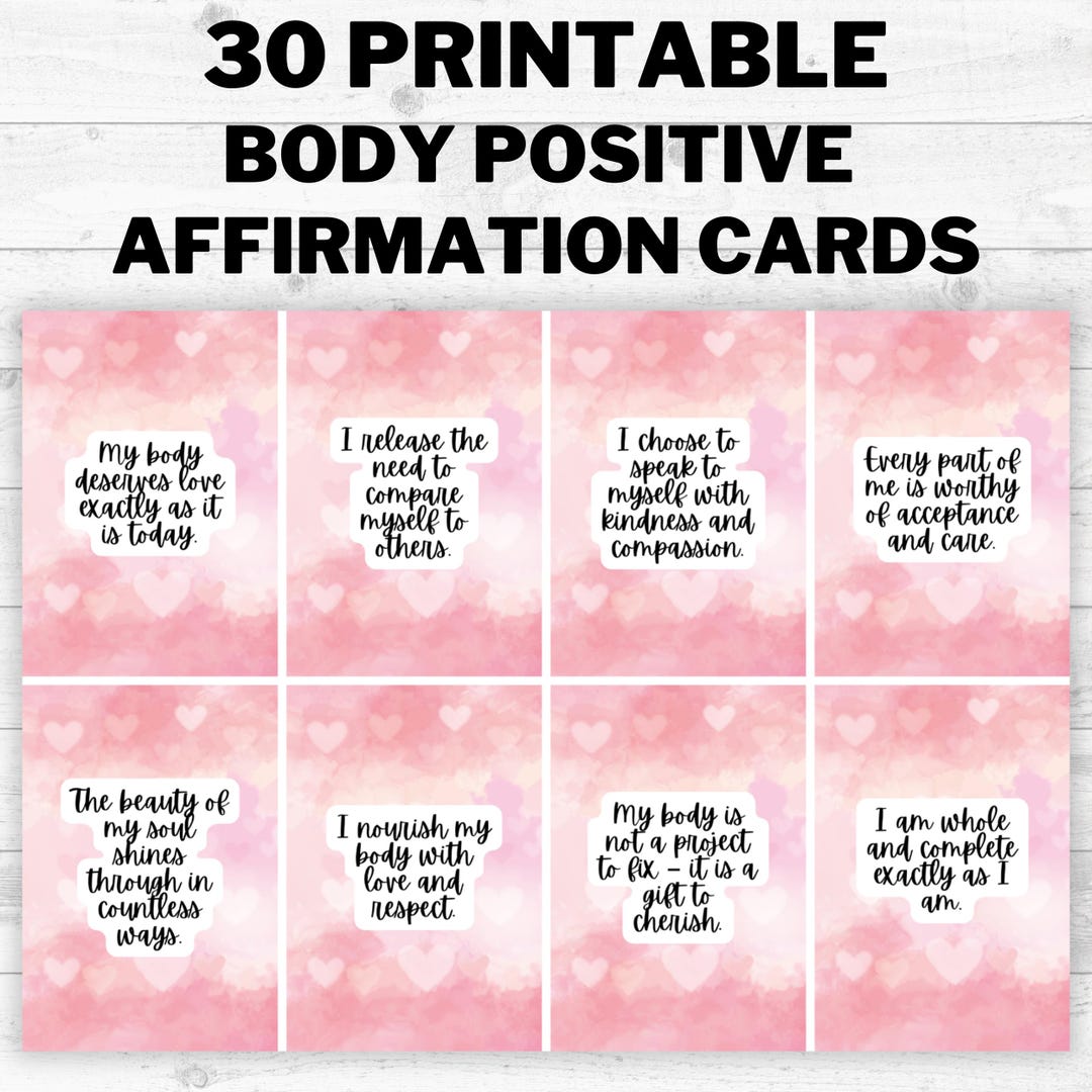 30 Body Positive Affirmation Cards | Printable Self-love & Confidence ...