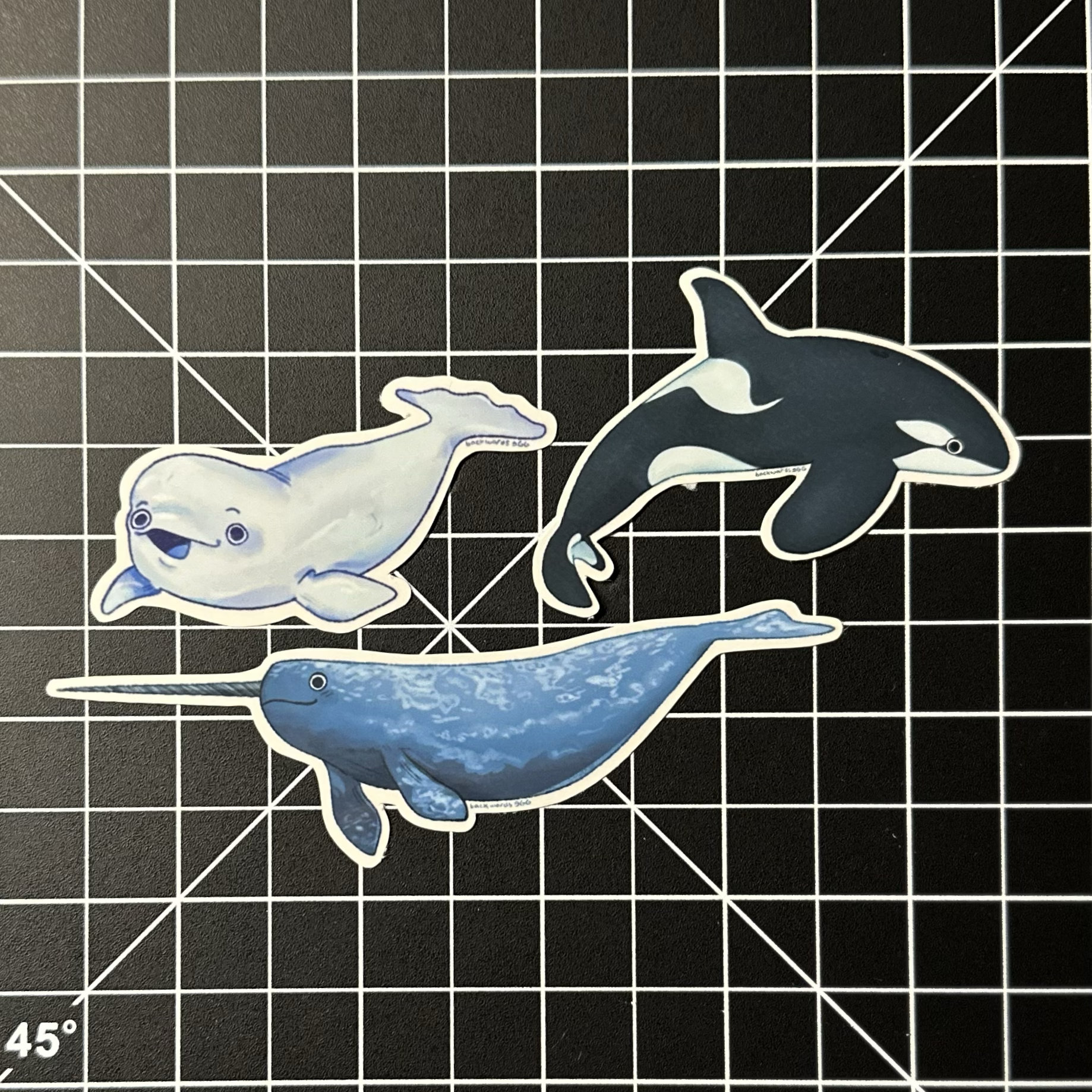 Whale Vinyl Sticker Set // Orca, Narwhal, Beluga, Aesthetic Waterproof ...