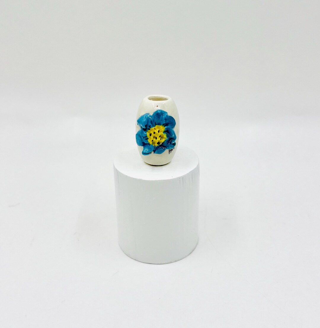 Miniaturę Ceramic Blue Flowers Vase - Etsy