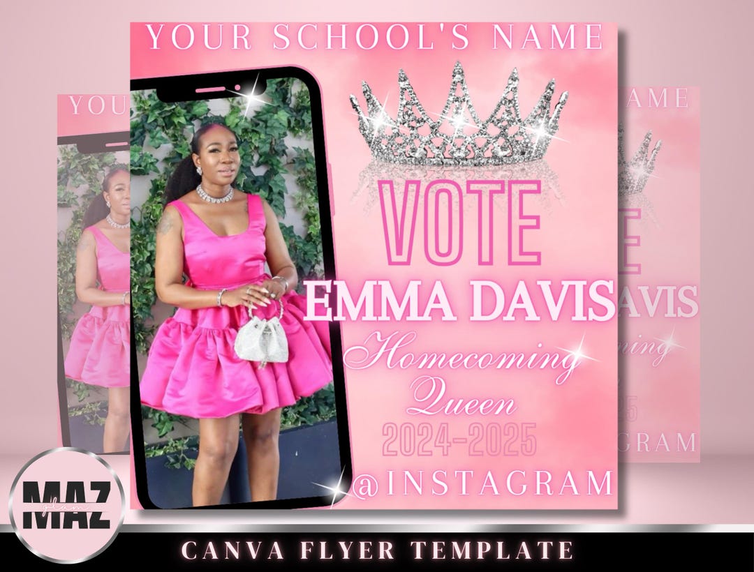 Homecoming Flyer Vote for Me DIY Canva Flyer Template Beauty Queen High ...