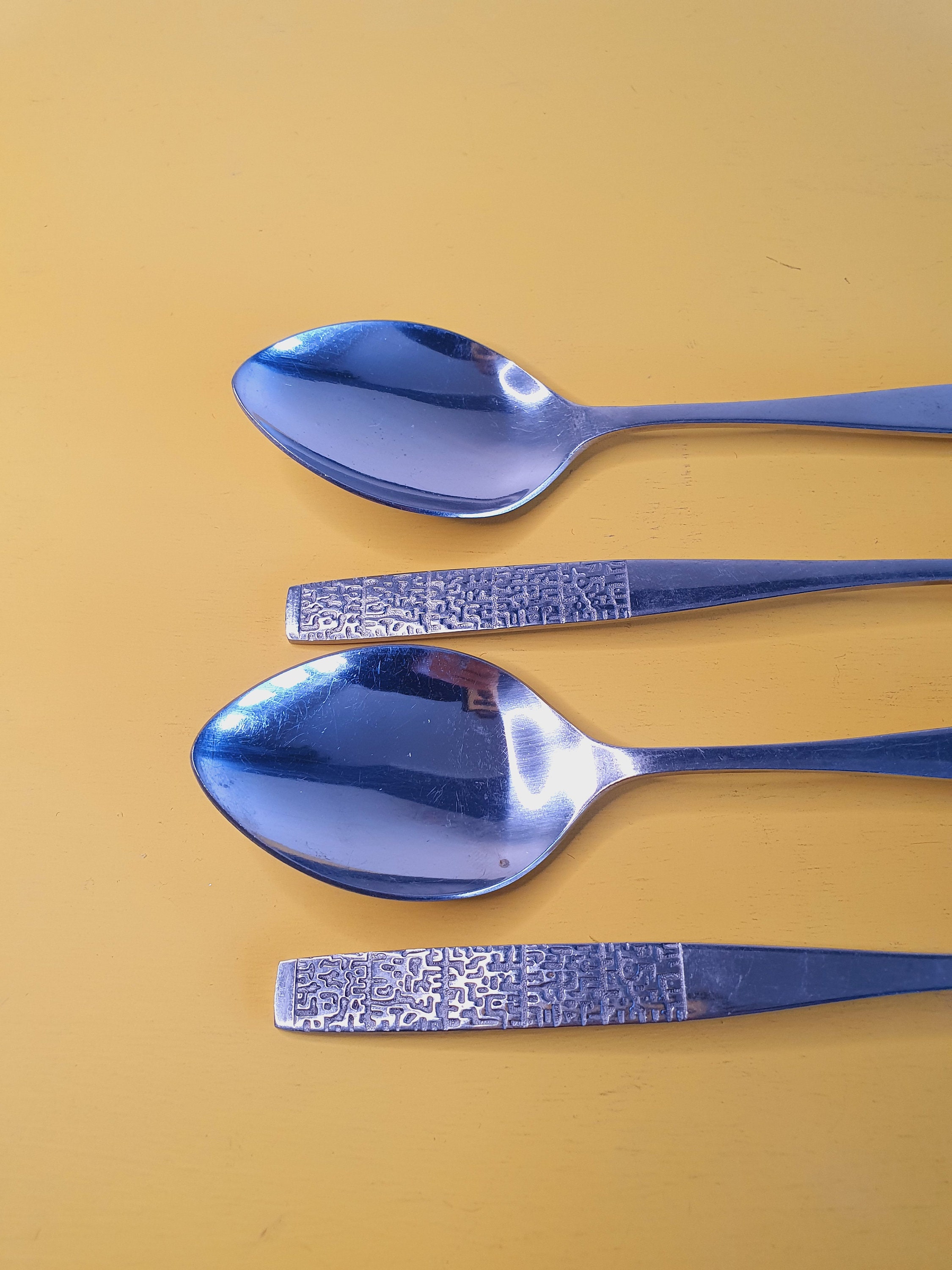 Set of 4 Viners 'penthouse' Pattern Dessert Spoons Stainless Steel Mid ...