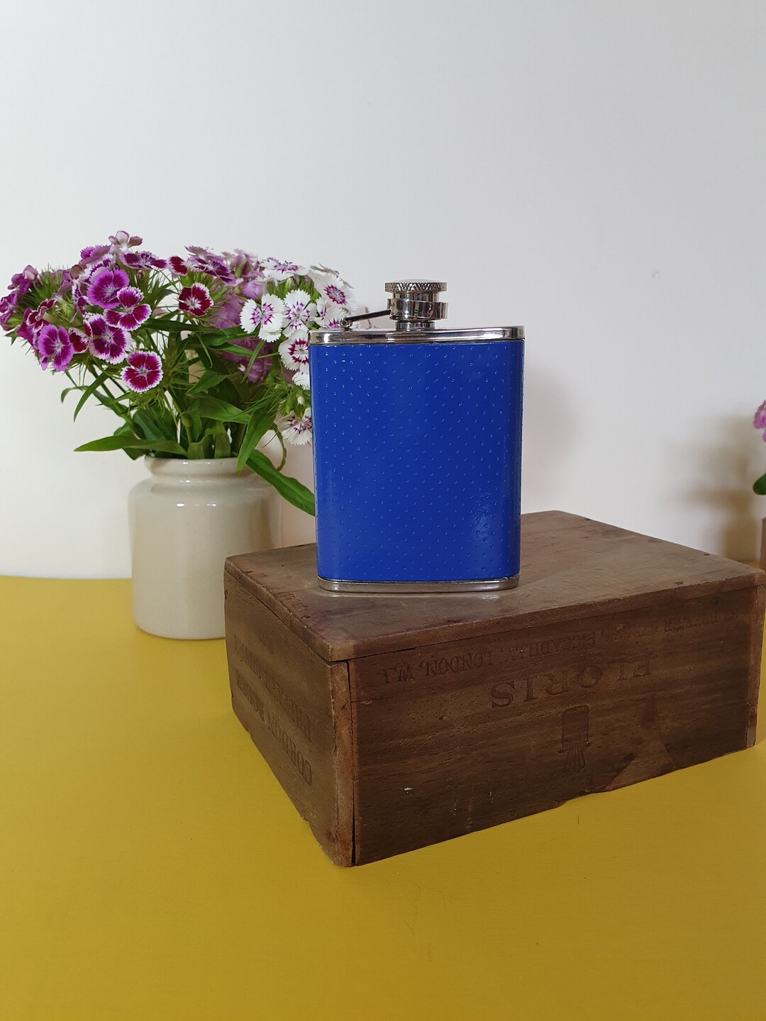 Vintage Cobalt Blue Leatherette Hip Flask - Stainless Steel 3oz - Etsy