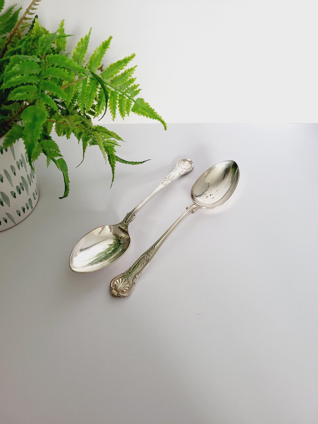 Pair of Heavy Silver Plated 'kings Pattern' Serving Spoons - 22 Cm ...
