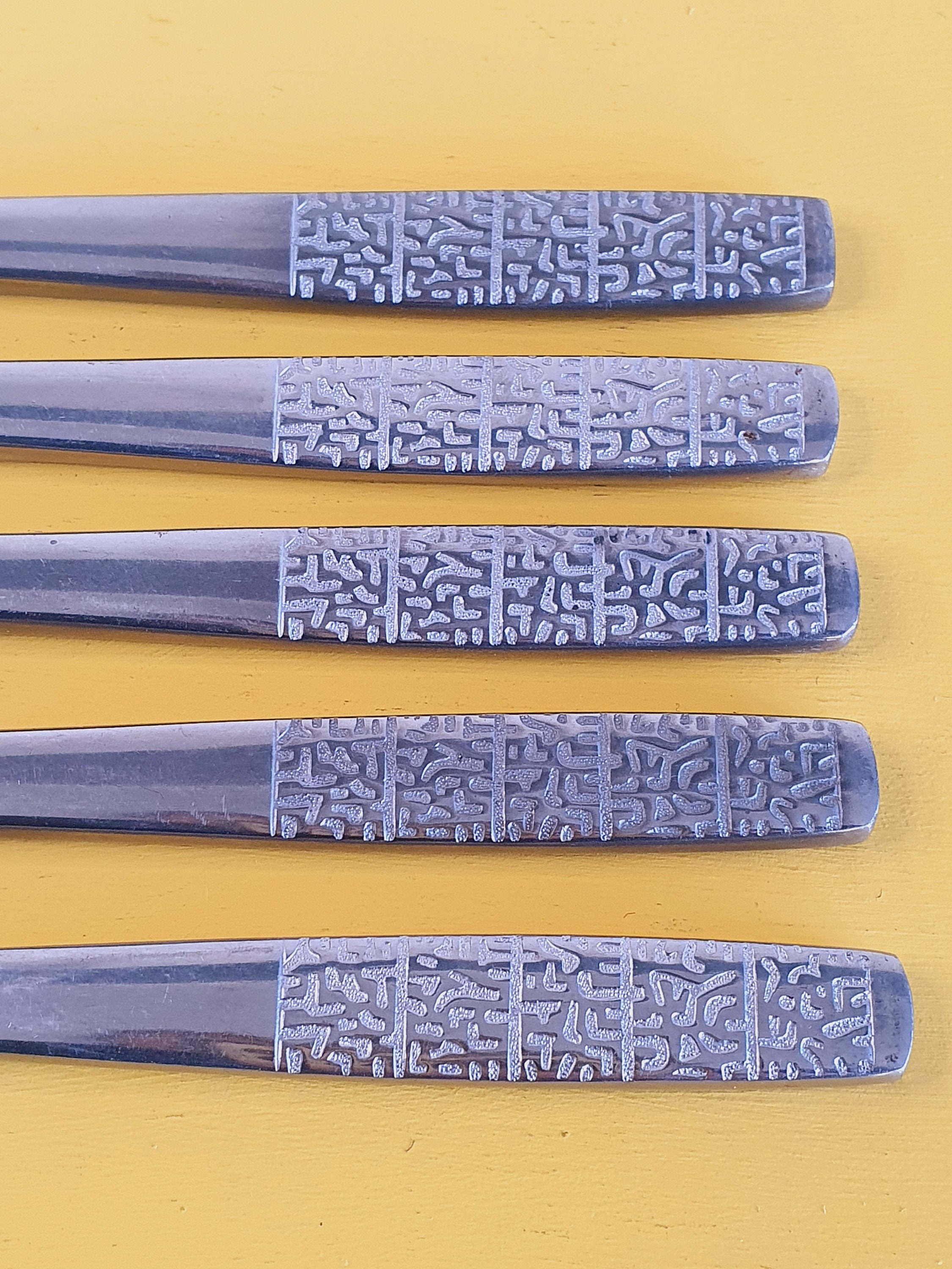 Set of 5 Viners 'penthouse' Pattern Knives Stainless Steel Mid Century ...