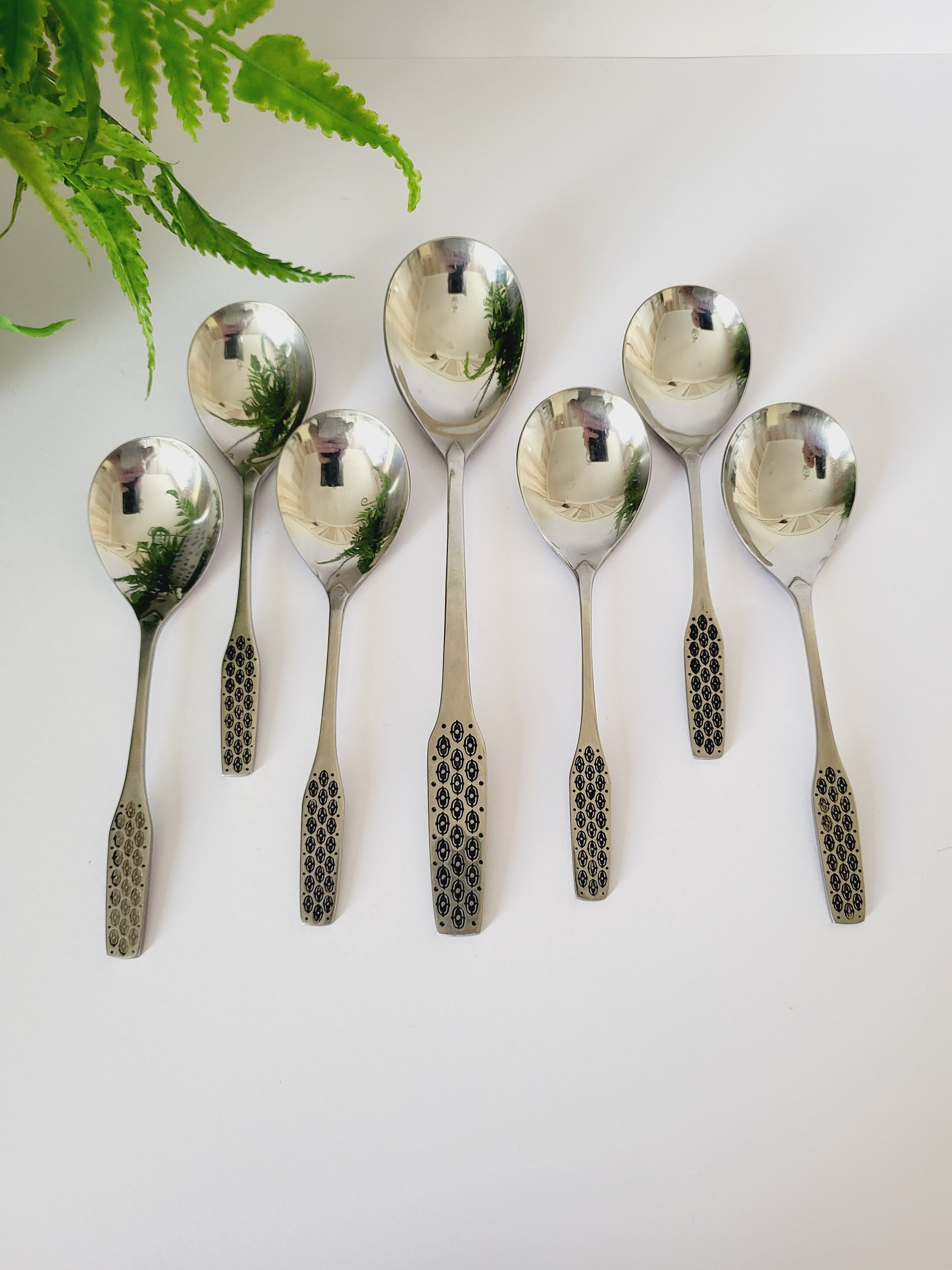 Set of 6 Retro Viners 'shape' Style Pudding / Dessert Spoons Rare ...