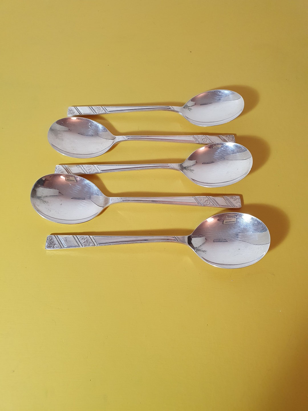 Viners 'silver Rose' Pattern Set of Five Soup Spoons - Etsy