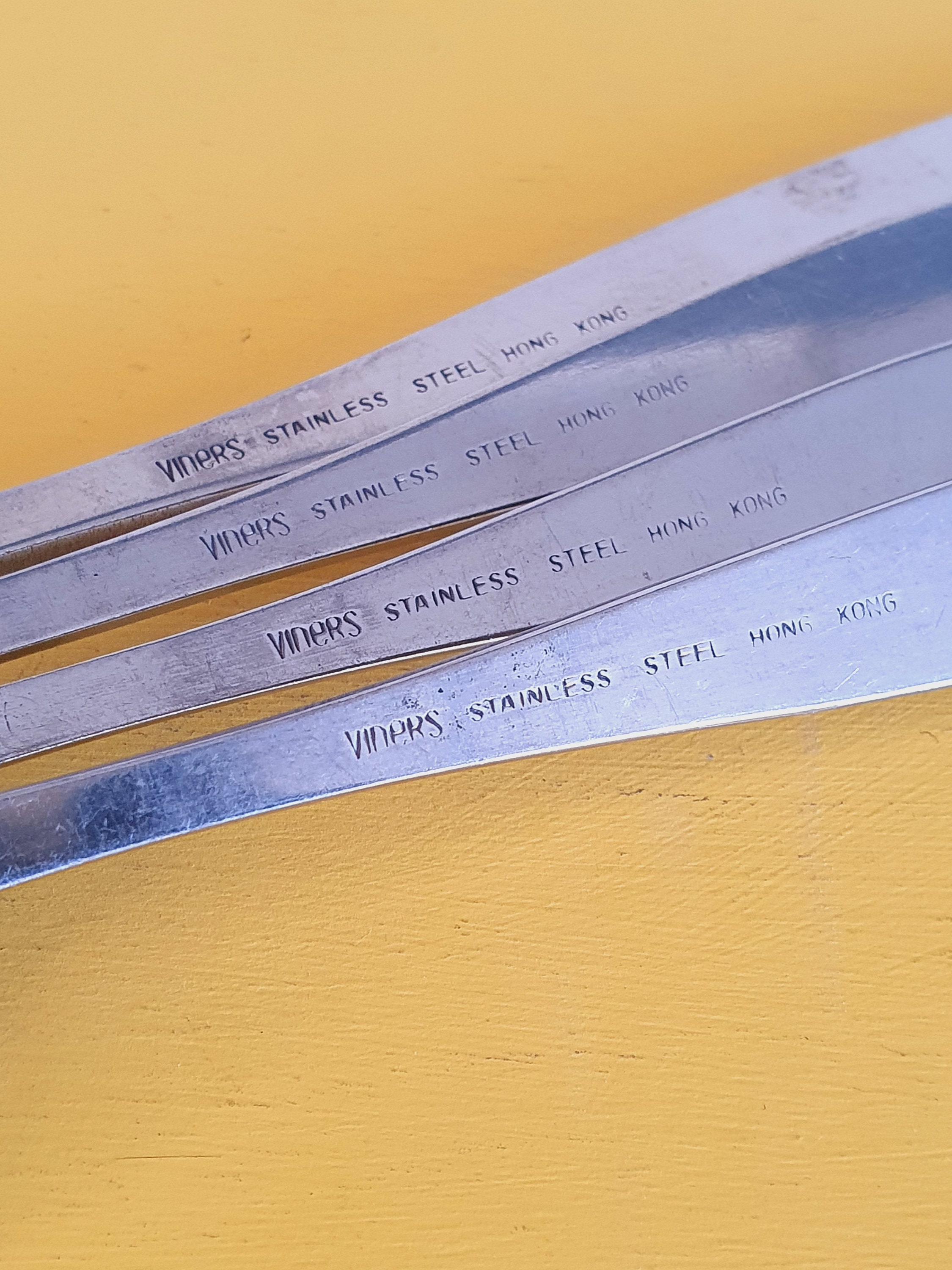 Set of 4 Viners 'penthouse' Pattern Dessert Spoons Stainless Steel Mid ...