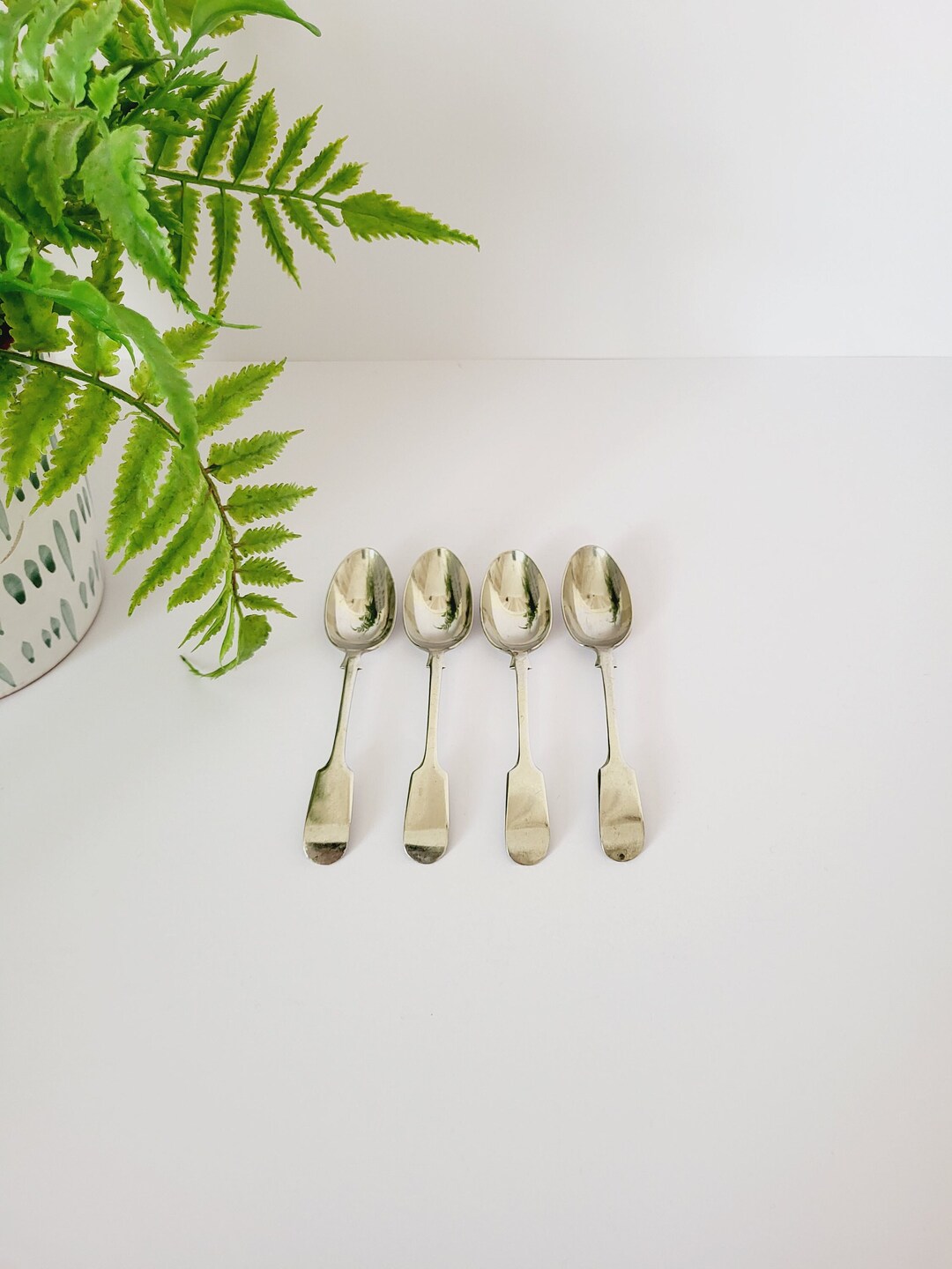 Set of Four Fiddleback Teaspoons - Plain Pattern - 12.5 Cm Length - Etsy