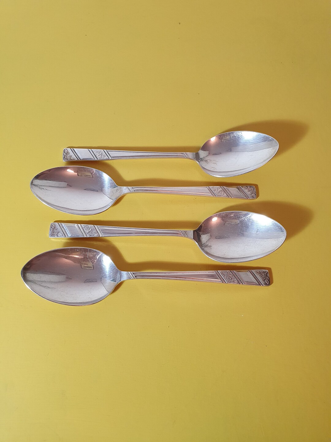 Viners 'silver Rose' Pattern Set of Four Dessert Spoons - Etsy