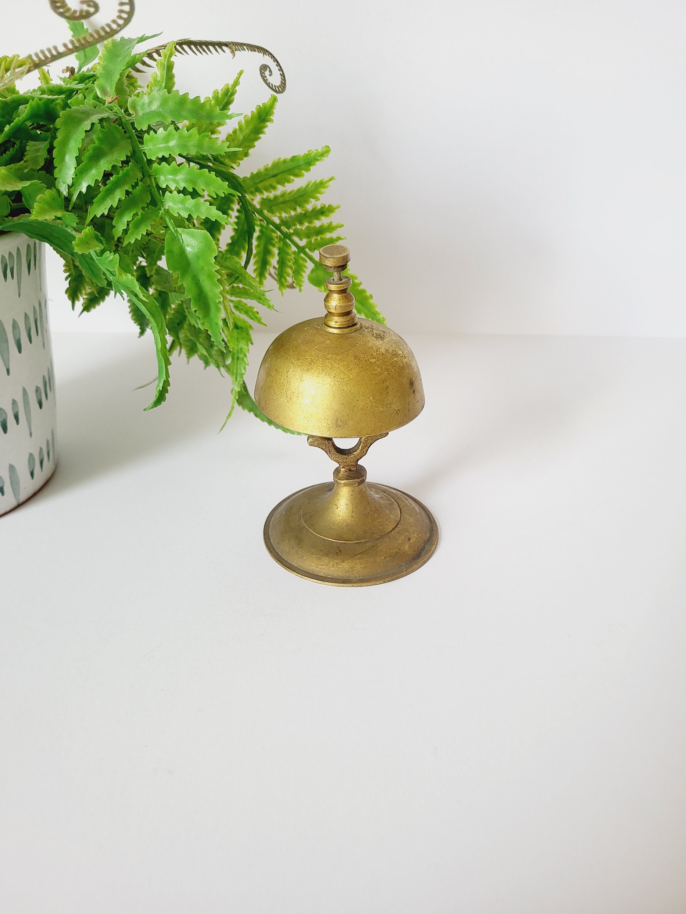 Vintage Brass Desk Bell / Hotel Bell / Service Ringer / Shop Counter ...