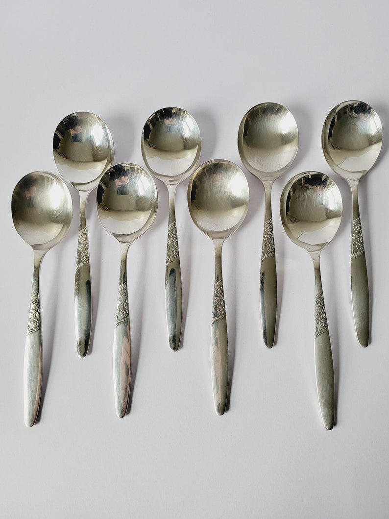 Set of Eight Vintage Soup Spoons 'carmen EPNS A1 Made in England ...