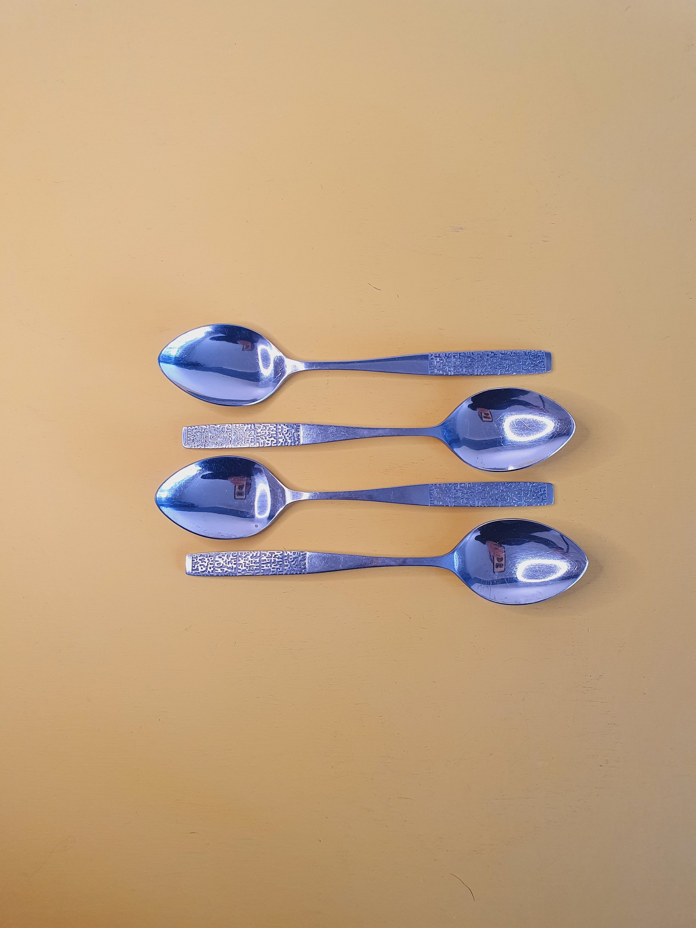 Set of 4 Viners 'penthouse' Pattern Dessert Spoons Stainless Steel Mid ...