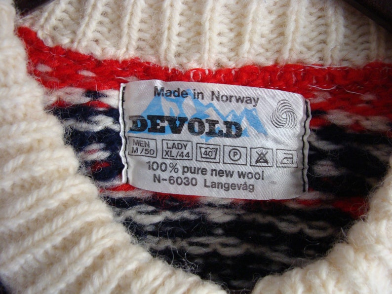 Vintage 80s DEVOLD Norway Wool Cardigan Sweater, Traditional Nordic ...