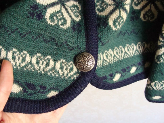 Celtic Patterned Wool Knit Cardigan, Austrian Trachte… - Gem