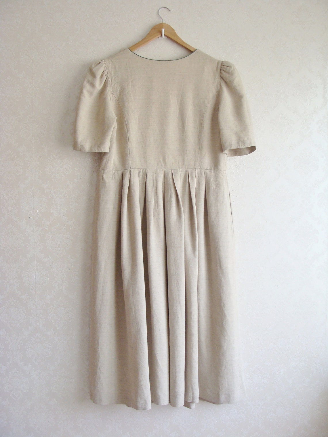 Vintage Linen Beige Dirndl Dress, Traditional German Austrian Trachten ...