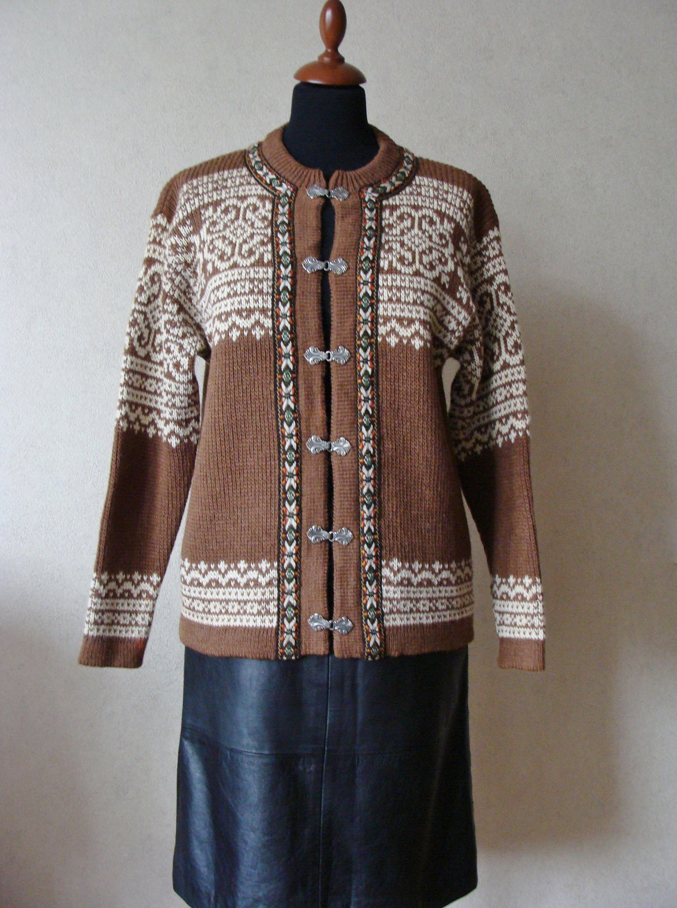 80s Nordstrikk Norwegian Wool Cardigan Unisex, Traditional Nordic Brown ...