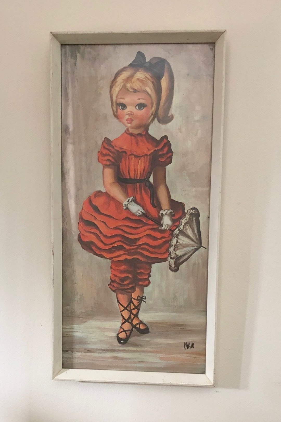 Vintage Jean Maio Lithograph Print of "bloomer Girl" in White Frame ...