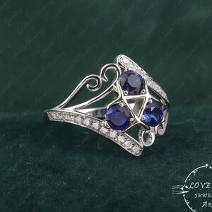 Three Stone Zora's Sapphire Legend of Zelda Engagement Custom Ring ...