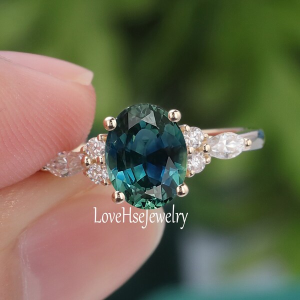 Teal Diamond Ring - Etsy