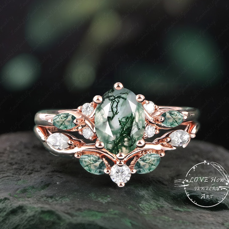 Moss Agate Ring - Etsy